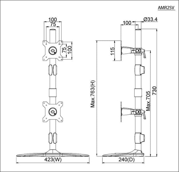 Dual Vertical Stand Mount - AMR2SV – Monumental Mounts Canada